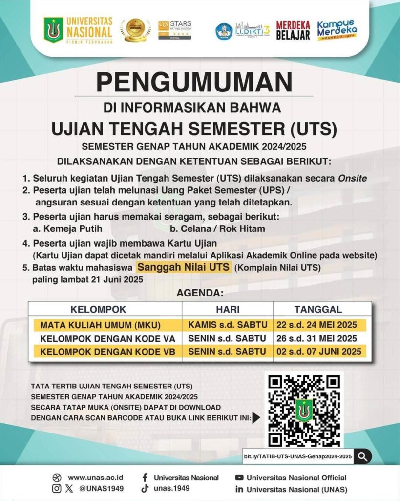 PENGUMUMANDI INFORMASIKAN BAHWA UJIAN TENGAH SEMESTER (UTS) SEMESTER GENAP TAHUN AKADEMIK 2024/ ...